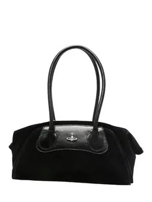 VIVIENNE WESTWOOD Orb Plaque Suede-panelled Shoulder Bag - Black