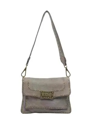 CAMPOMAGGI Stud-embellished Leather Shoulder Bag - Grey