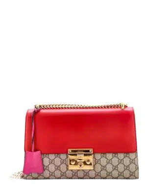 Gucci Padlock Gg Coated Canvas And Leather Medium Shoulder Bag - Red