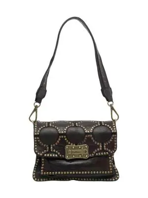 CAMPOMAGGI Agnese Stud-embellished Leather Shoulder Bag - Brown