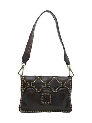 CAMPOMAGGI Agnese Stud-embellished Leather Shoulder Bag - Brown