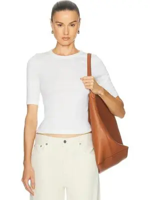 Enza Costa Supima Cotton Classic Half Sleeve Tee - Cloud