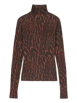 GANNI Printed Jersey Turtleneck - Rawhide