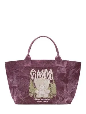 GANNI Medium Forest Teddy Tote Bag - Red