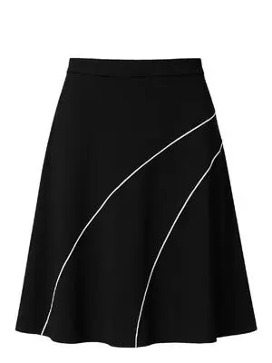 CONQUISTA Contrast Piping A-line Skirt - Black