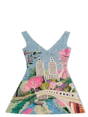 LABELFIORA Love Is In The Air Hand Beaded Dress - Blue