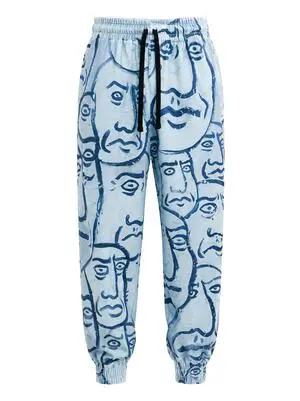 MYSIMPLICATED Trousers In With Faces Design Recycled Fabric - Blue