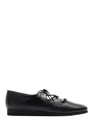 NAGUISA Cleta Open-toe Glossy Goatskin Lace-up Shoes - Black