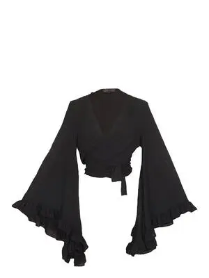 JENNAFER GRACE Boogie Muse Wrap Top - Black