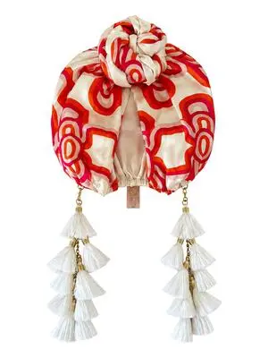 JULIA CLANCEY Edith Silk Chacha Olympia Reversible Turban - Orange