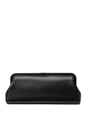 Michael Kors Michael Kors Collection Angelica Large Leather Frame Clutch Black