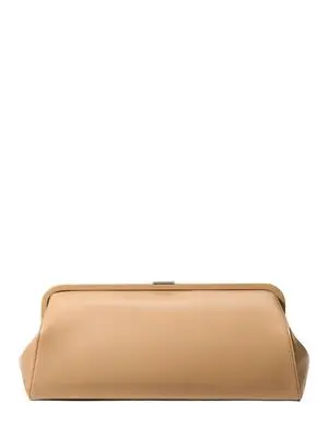 Michael Kors Michael Kors Collection Angelica Large Leather Frame Clutch Natural