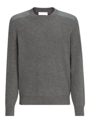 Brunello Cucinelli Cashmere Ribbed Sweater With Cotton Inserts - Black