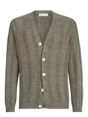 BRUNELLO CUCINELLI Brunello Cucinelli Linen And Cotton Textured Rib Cardigan