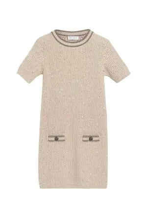 Brunello Cucinelli Cotton Diamond Yarn Rib-knit Dress - Camel-colored