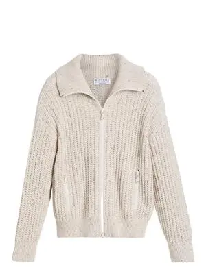 Brunello Cucinelli Cotton-blend Cardigan - Oat