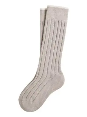 Brunello Cucinelli Ribbed Cashmere Socks - Grey