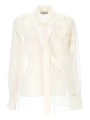 Antonelli Firenze Classic Collar Long Sleeve Applique Shirt - White