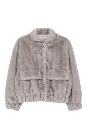 Liu Jo Long Sleeve Faux Fur Coat - Silver-gray