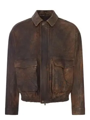 SALVATORE SANTORO Long-sleeve Leather Jacket - Brown