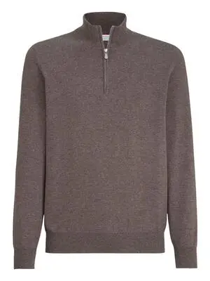 Brunello Cucinelli Cashmere Half-zip Pullover - Black