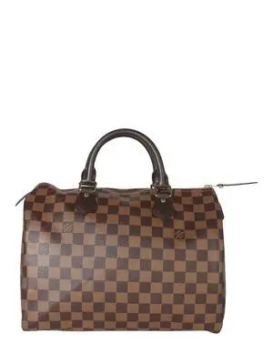LOUIS VUITTON Damier Ebene Canvas Speedy Top Handle Bag - Brown