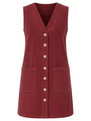 YUMI Yumi Cord Button Through Pinafore Dress
