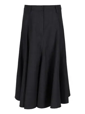 Brunello Cucinelli Wool Midi Skirt - Grey