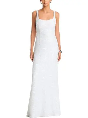 Ramy Brook Heather Sequined Gown - Ivory Sequin