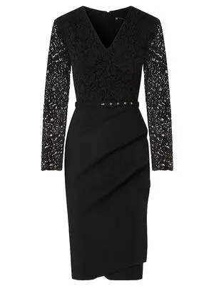 Chiara Boni La Petite Robe Maode Lace Bodice V Neck Dress - Black