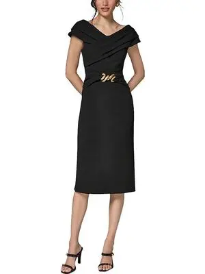 DONNA KARAN NEW YORK Donna Karan New York Portrait Neck Hardware Trim Sheath Dress