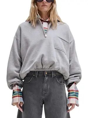 DARKPARK Alva Cropped Cotton Sweatshirt - Grey