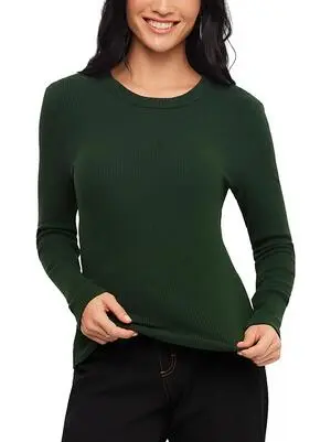 Karen Kane Ribbed Long Sleeve Crewneck Top - Forest