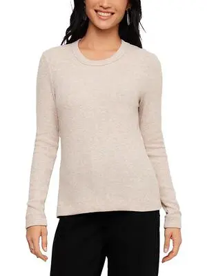 Karen Kane Ribbed Long Sleeve Crewneck Top - Oat