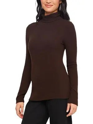 Karen Kane Karen Kane Ribbed Long Sleeve Turtleneck Top Chocolate