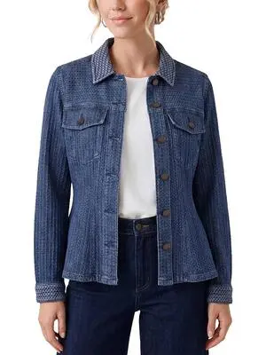 LIVERPOOL Flared Trucker Jacket - Blue Doris