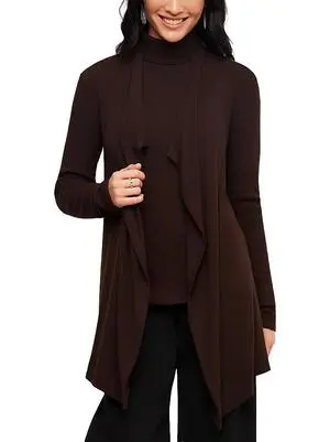 Karen Kane Karen Kane Ribbed Drape Front Cardigan Chocolate