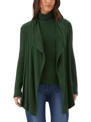 Karen Kane Karen Kane Ribbed Drape Front Cardigan Forest