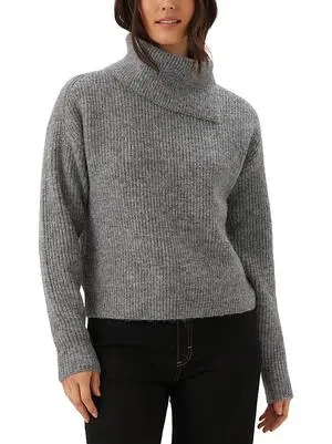 Karen Kane Split Neck Drop Sleeve Sweater - Gray