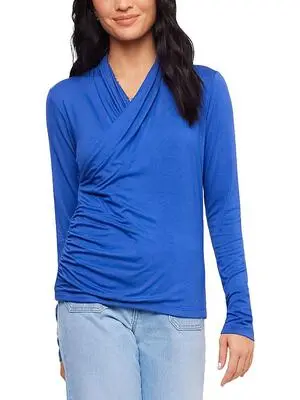 Karen Kane Karen Kane Crossover Side Shirred Long Sleeve Top Iris
