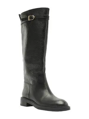 Schutz Bianca Leather Knee High Boots - Black