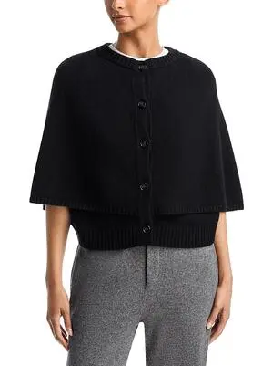 LISA YANG Quinnie Cashmere Button Front Cape - Black