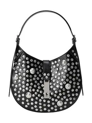 Polo Ralph Lauren Studded Leather Shoulder Bag - Black