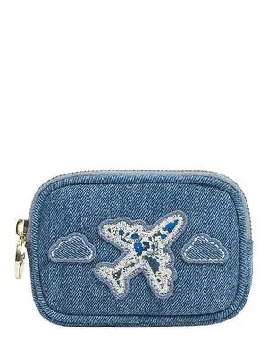 Stoney Clover Lane Liberty Fabric Airplane Patch Micro Pouch - Denim