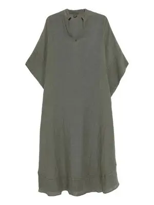 120% Lino V-neck Linen Kaftan With Side Slits - Verde