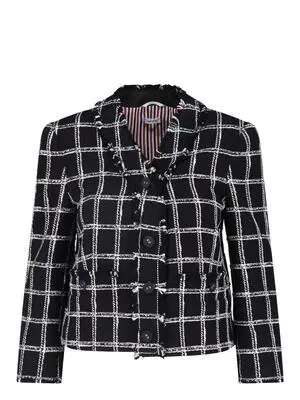 Thom Browne Structured Wool-cotton Blend Jacket For - Black