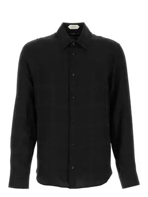 Versace Medusa Motif Vintage-inspired Silk Crepe Satin Shirt - Black