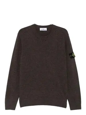 Stone Island STONE ISLAND Ribbed Knit Sweater With Badge Detail Marrone