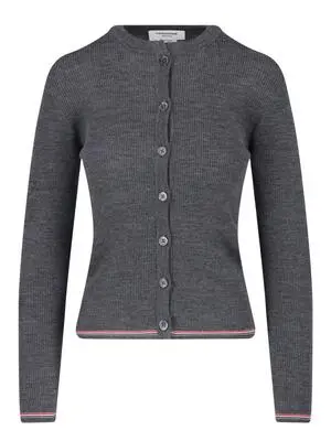 Thom Browne Ribbed Knit Button-front Cardigan - Grey