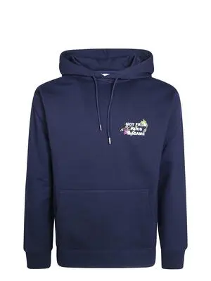 Drole De Monsieur Cotton Sweatshirt With Scripta Graphic - Blu